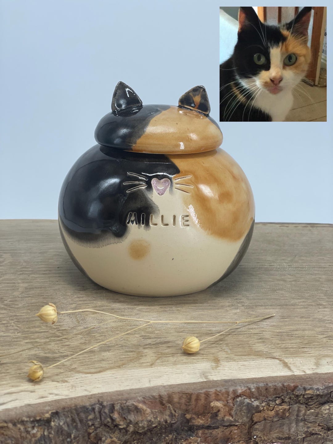Personalised Calico Cat Urn, Spots Cat Urn, Ceramic Urn for Ashes ...