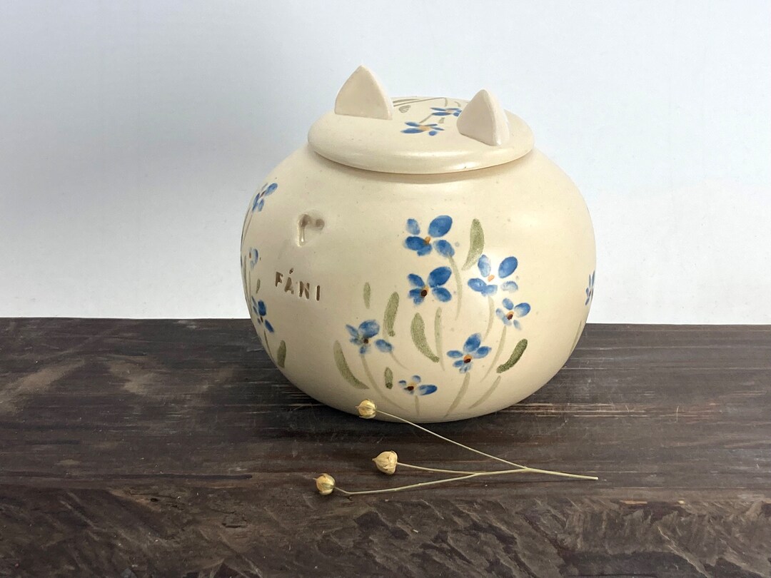 Forget Me Not White Pet Urn Ceramic Urn for Ashes Simple Pet - Etsy