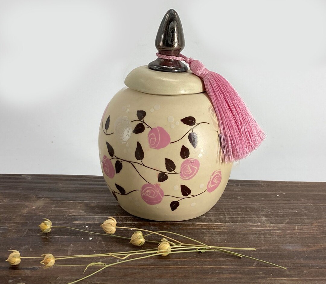 Pink Cat Urn, Pink Dog Urn, Pink Roses, Baby Pink Floral - Etsy