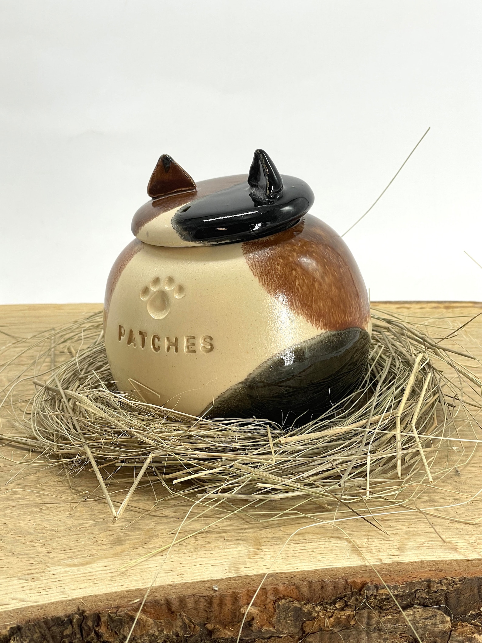 Calico Cat Urn, Spots Cat Urn, Ceramic Urn for Ashes, Pottery Urn for ...