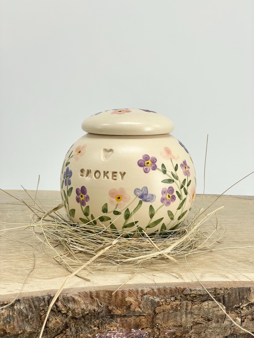 Floral Ceramic Pet Urn: Multicoloured Forget-me-not Design - Etsy
