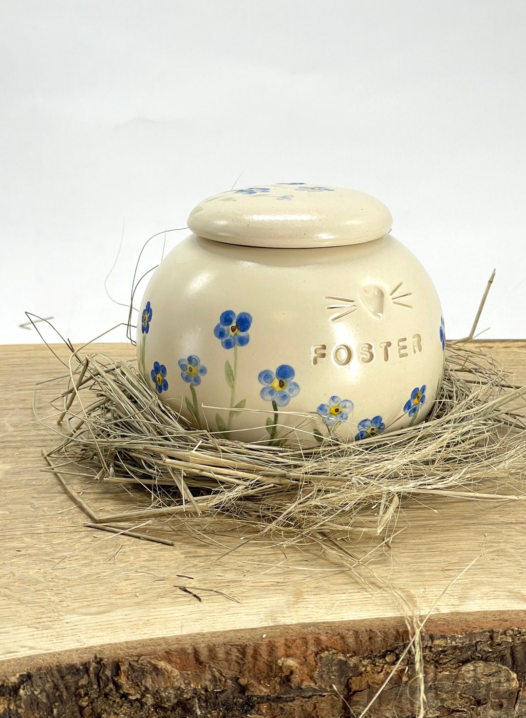 Forget Me Not Pet Urn, Blue Cat Urn, Blue Small Flowers, Dog Urn - Etsy