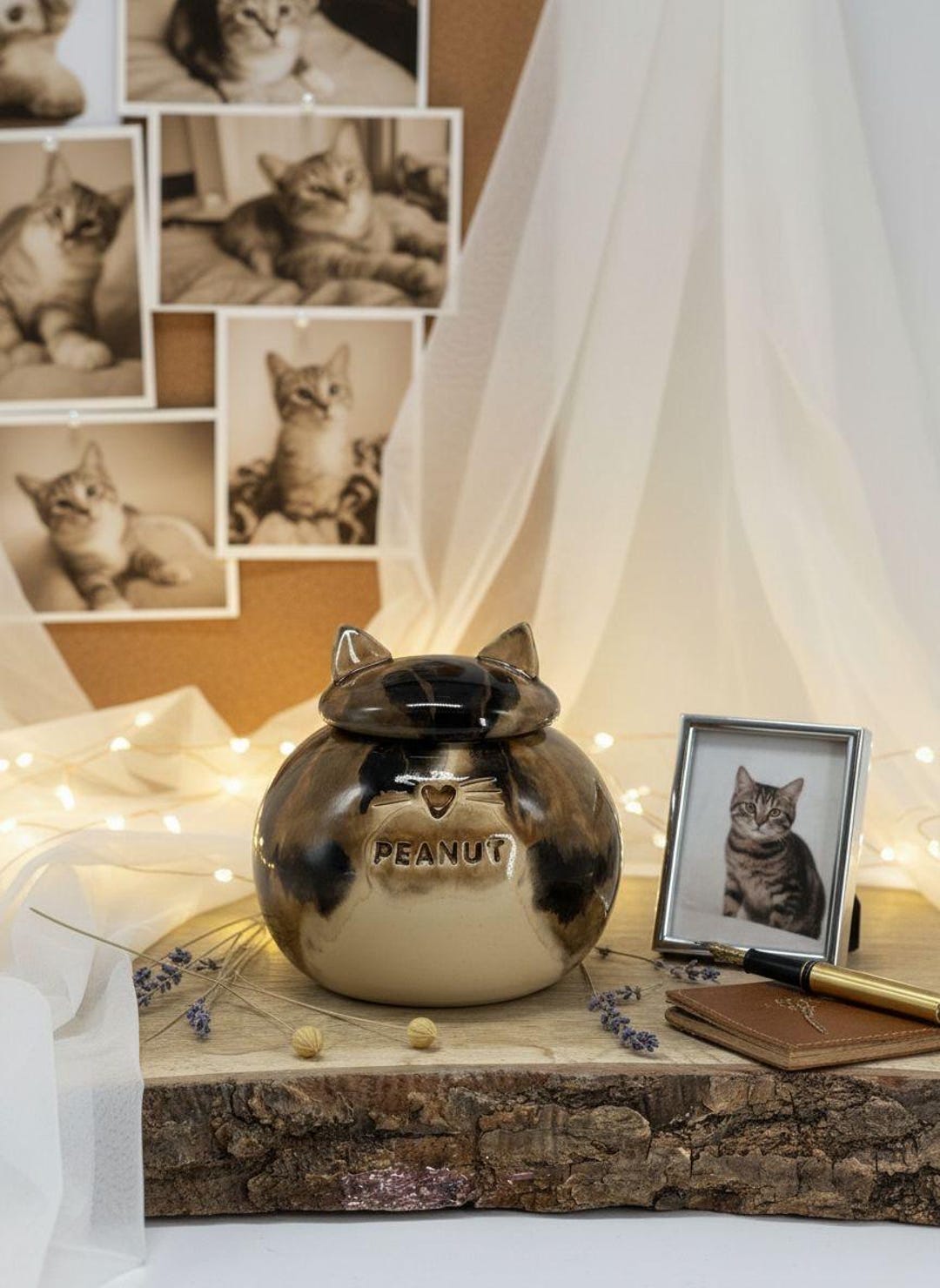 Personalised Tabby Cat Urn, Stripes Cat Urn, Ceramic Urn for Ashes ...