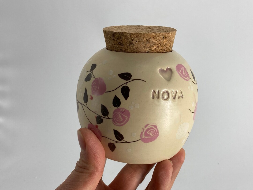 Pet Urn, Cat Urn, Cat Urn With Roses, Floral Cat Urn, Romantic - Etsy