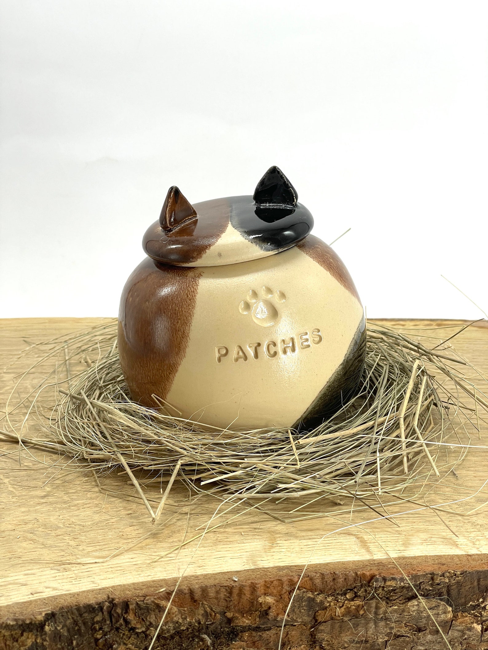 Calico Cat Urn, Spots Cat Urn, Ceramic Urn for Ashes, Pottery Urn for ...