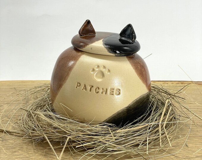 Calico Cat Urn, Spots Cat Urn, Ceramic Urn for Ashes, Pottery Urn for ...