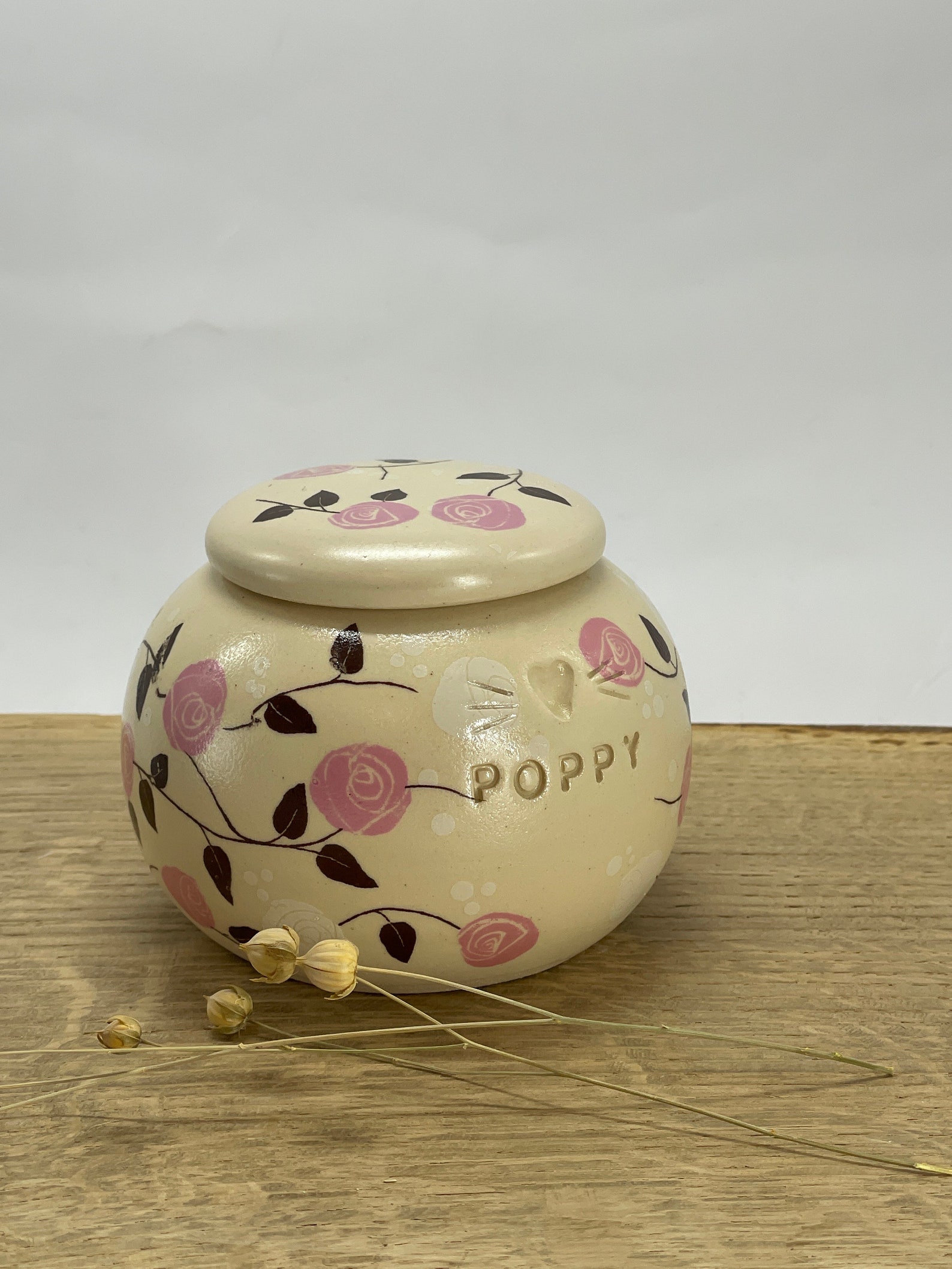 Romantic Rose Cat Urn, Flower Urn, Ceramic Urn for Ashes, Flower Urn ...