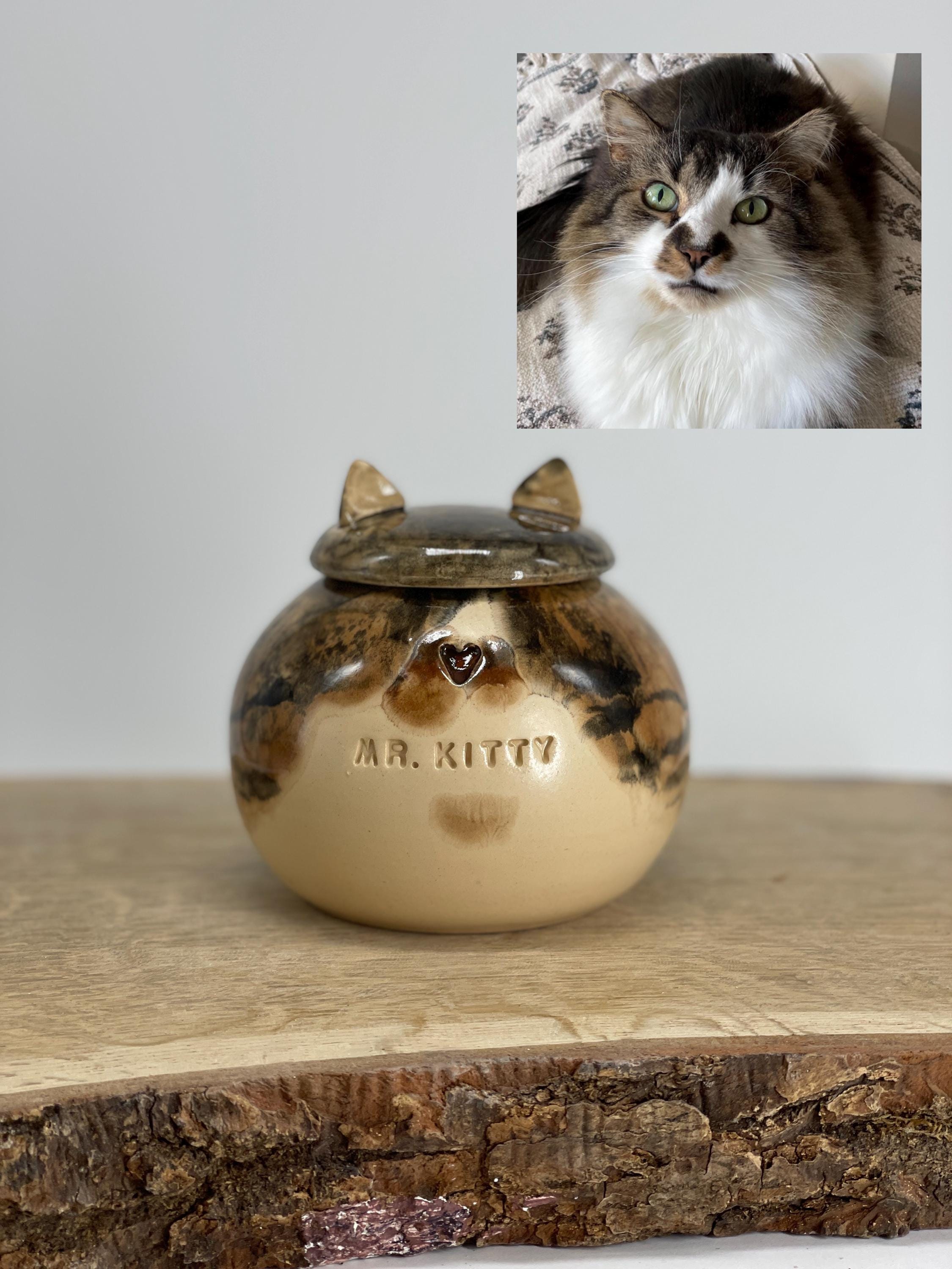 Personalised Tabby Cat Urn, Stripes Cat Urn, Ceramic Urn for Ashes ...