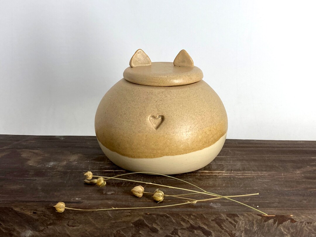 Beige Cat Cat Urn, Ceramic Urn for Ashes, Creamation Urn, Pottery Urn ...