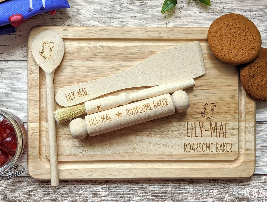 Personalised Children's Baking Set • Toddler Christmas Gift • Dinosaur ...