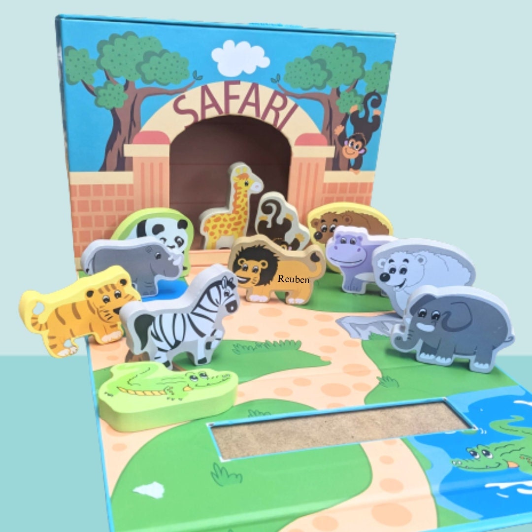 Wooden Animal Set • Foldaway Play Set • Wooden Toy • Personalised Toy ...