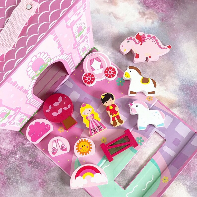 Unicorn Princess Castle Foldaway Play Set Wooden Toy - Etsy