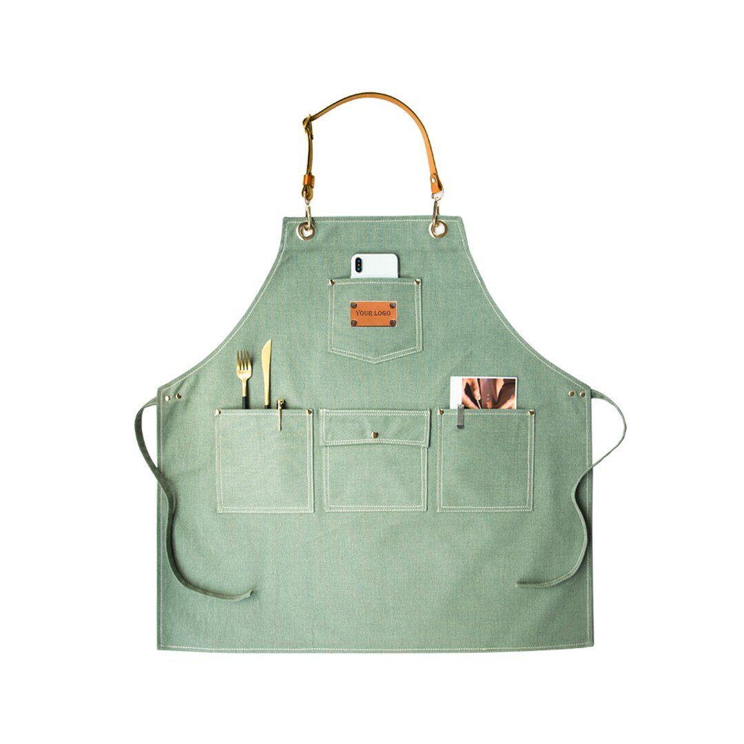 Personalized Utility Bib Neck Leather Straps Restaurant Barista Cafe ...