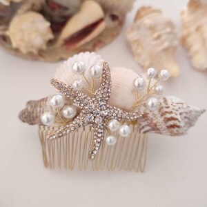 Beach Bridal Hair Comb Silver Seashell Starfish Headpiece for Summer ...
