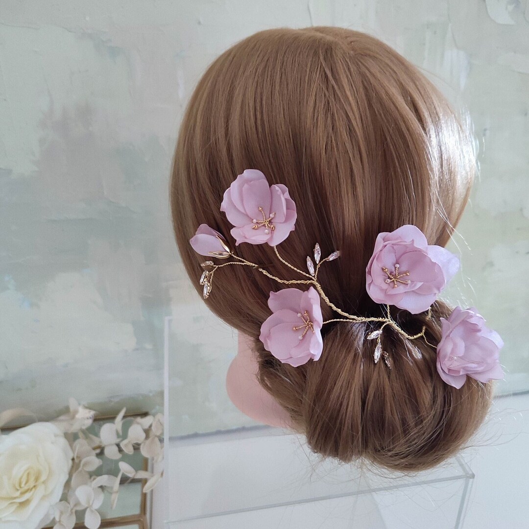Flower Hair Vine, Dusty Pink Wedding Headpiece, Bridal Hair Piece ...