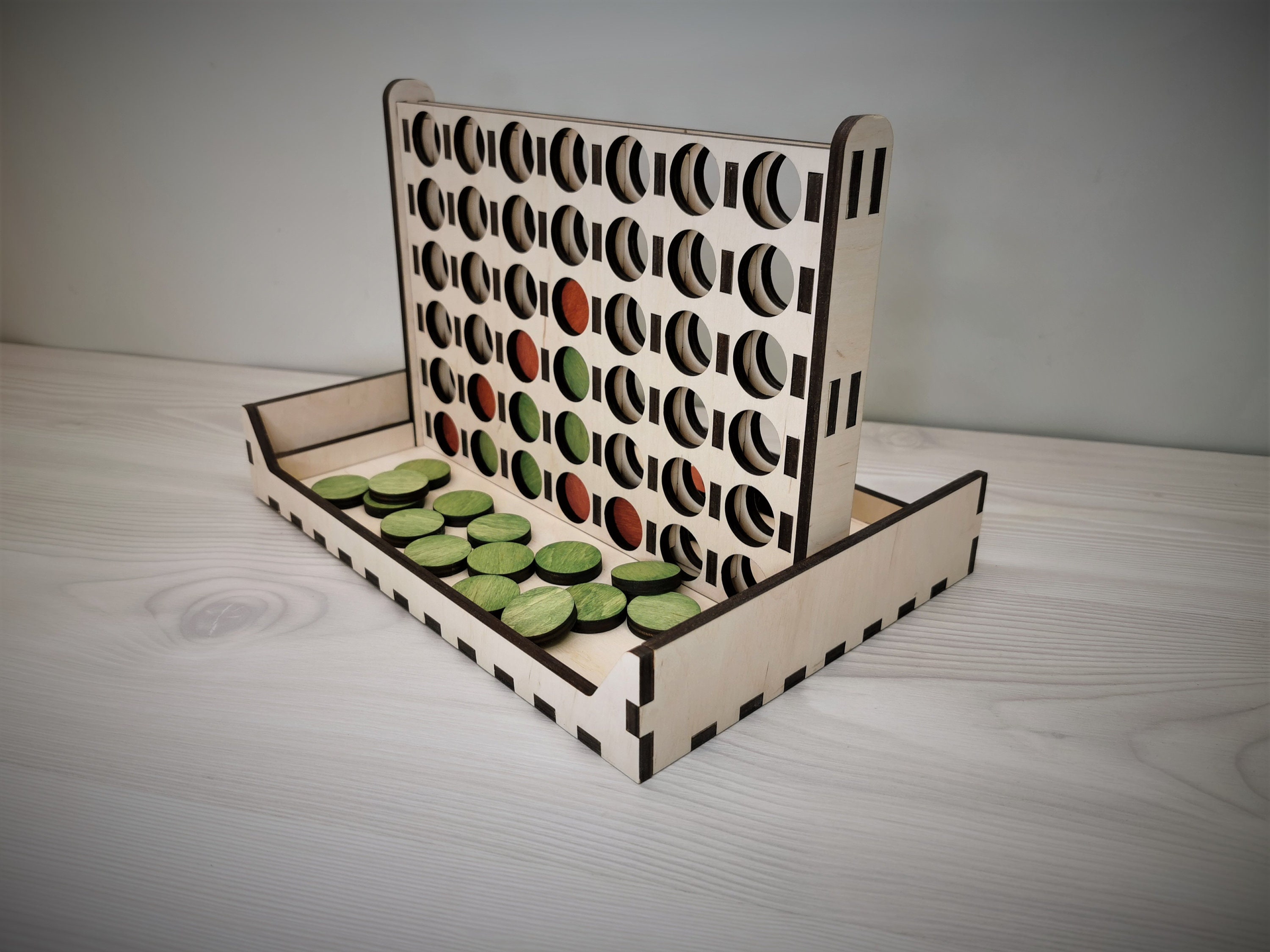 Connect Fourline up 4puck Row Puck Gameboard Gamewooden | Etsy