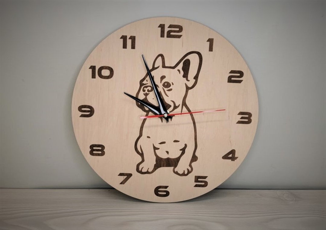 Wood Dog Clock,french Bulldog Clock,wall Clock,wooden Clock,dog Clock ...