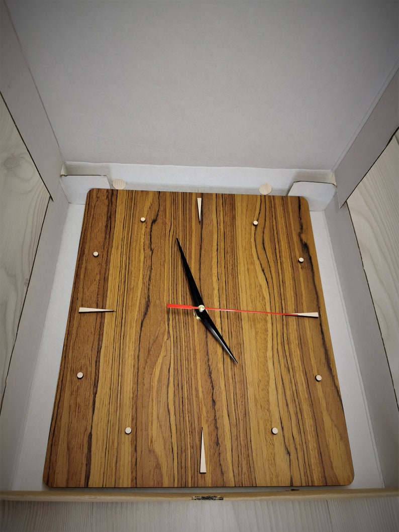 Olive Veneer Wood Wall Clock: Modern Kitchen Decor - Etsy