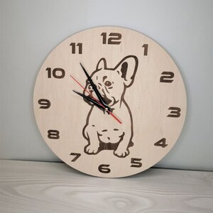 Wood Dog Clock,french Bulldog Clock,wall Clock,wooden Clock,dog Clock ...