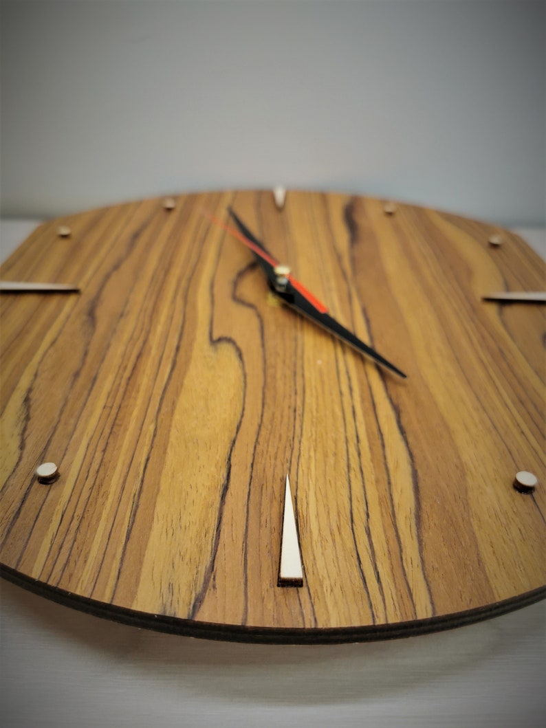 Olive Veneer Wood Wall Clock: Modern Kitchen Decor - Etsy