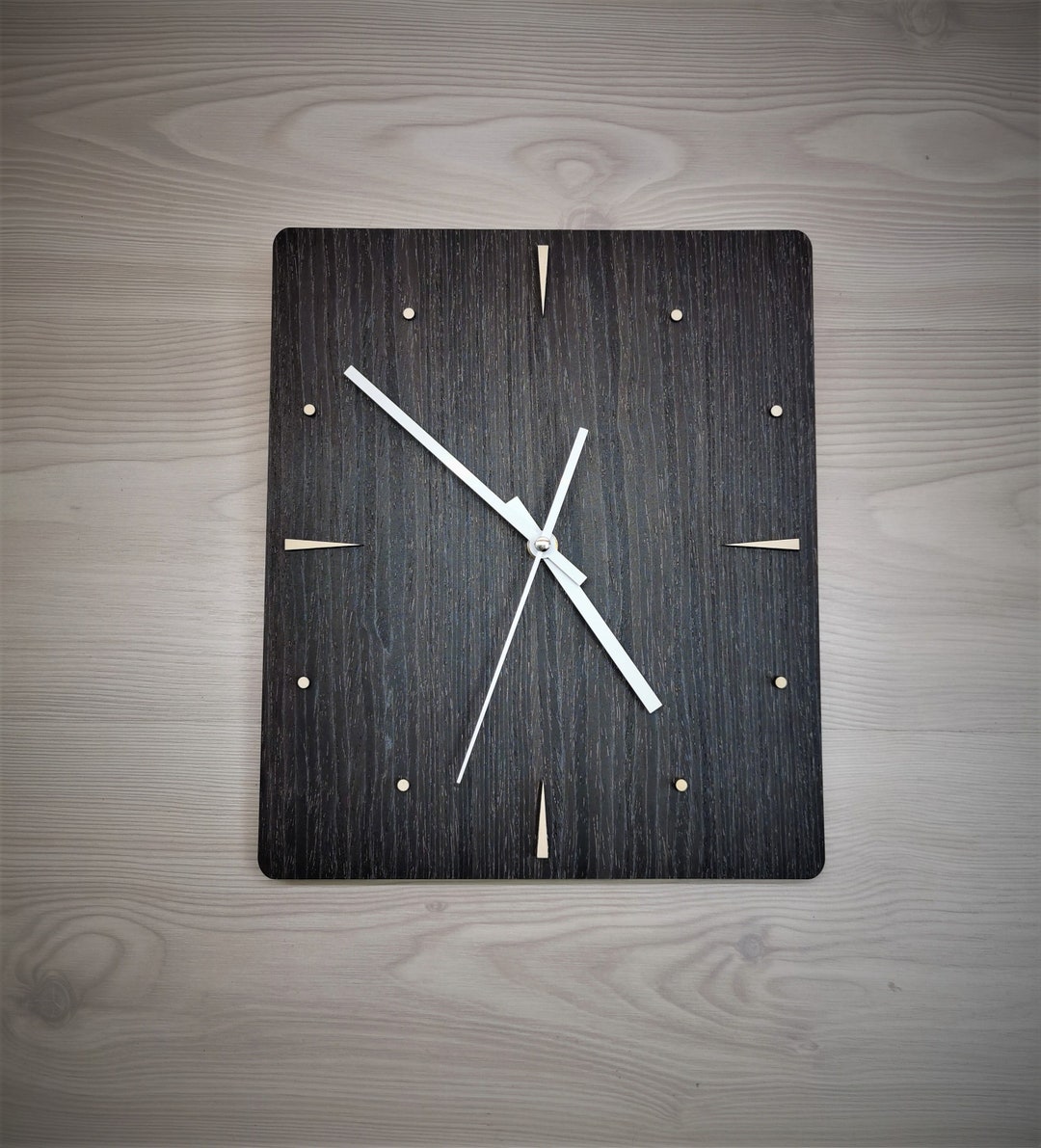 Black Oak Veneer Wall Clock: Modern Wooden Kitchen Decor - Etsy