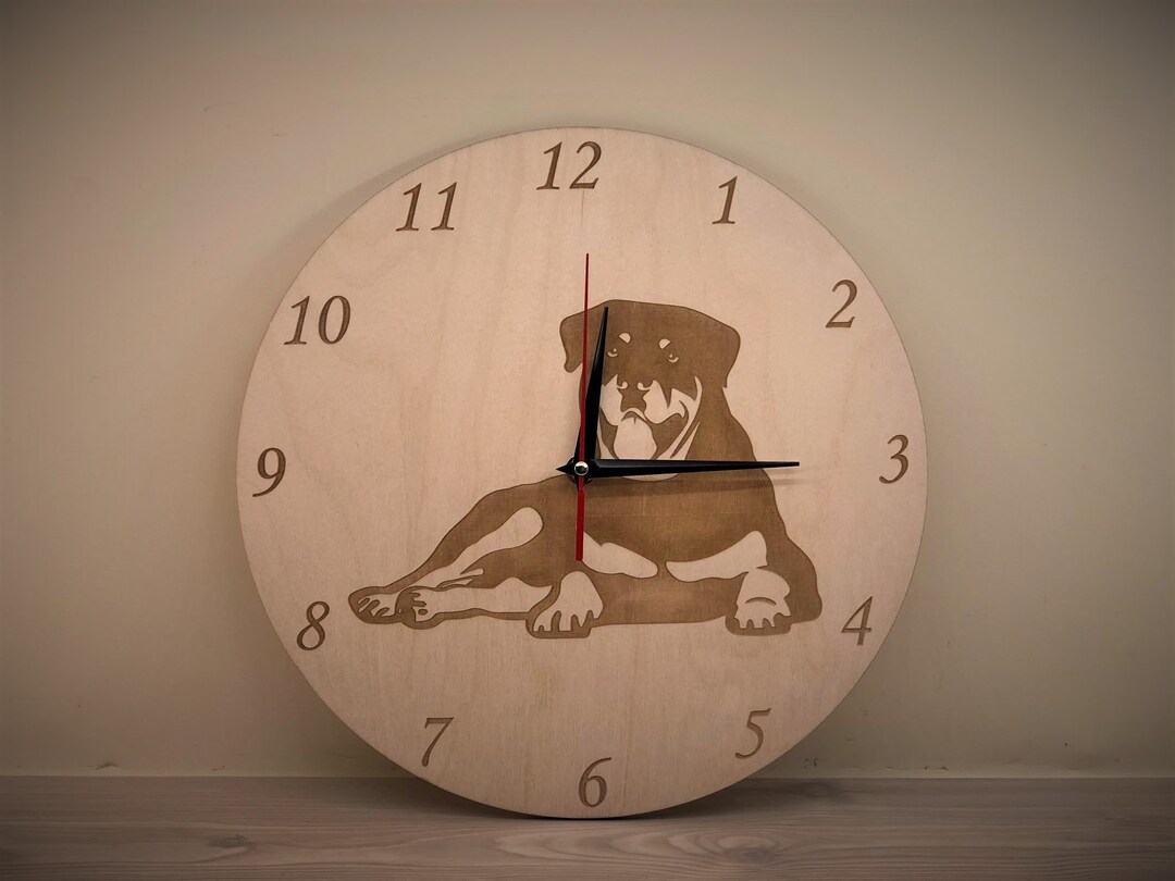 Rottweiler Dog Clock,wooden Dog Clock,wall Clock,wooden Clock,dog Clock ...