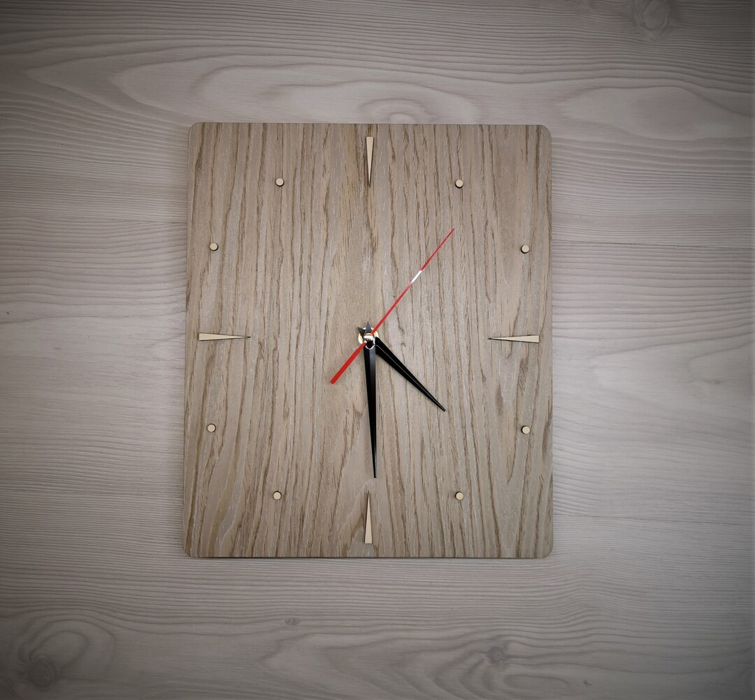 Gray Oak Veneer Clock: Modern Wooden Wall Decor - Etsy