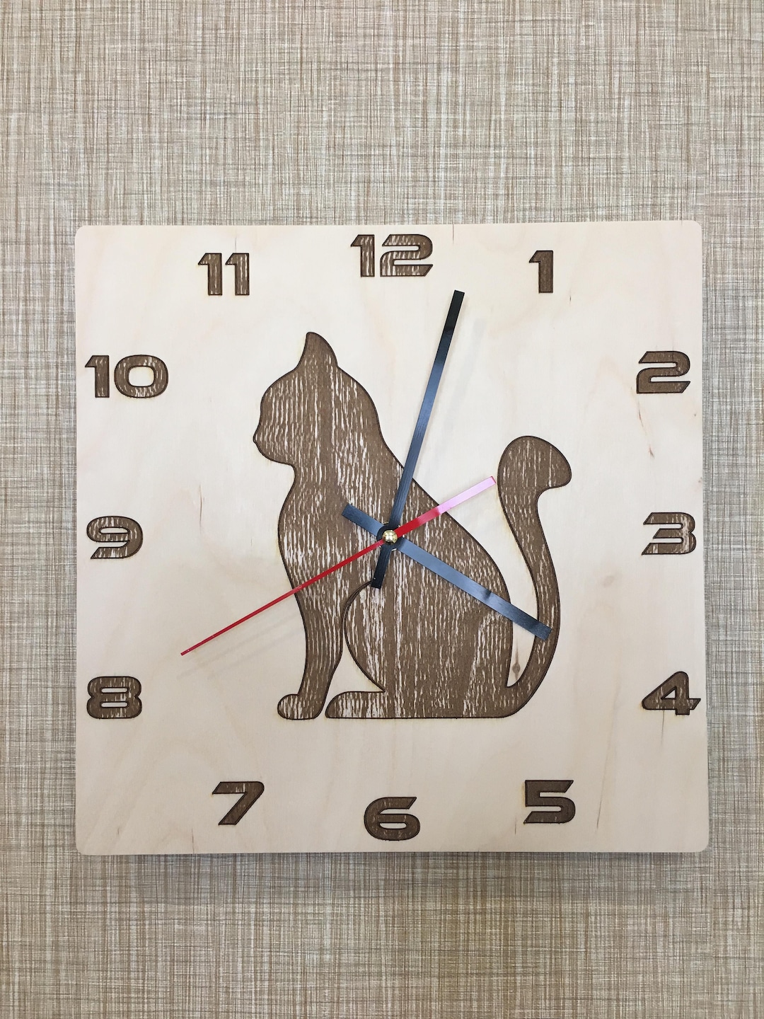 Wood Cat Clock,cat Clock,wall Clock,wooden Clock,plywood Clock,wooden ...