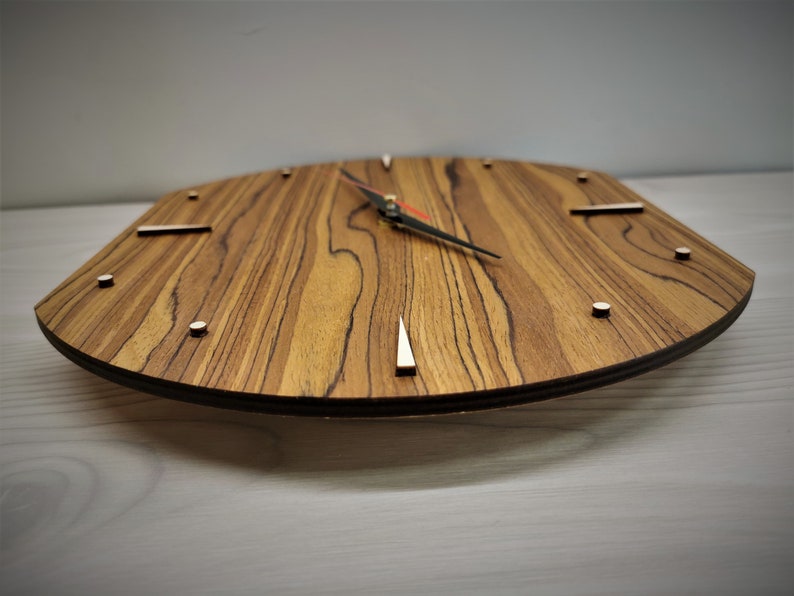 Olive Veneer Wood Wall Clock: Modern Kitchen Decor - Etsy