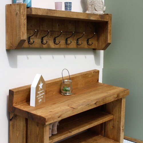 Farmhouse Shoe Rack Boot Rack Bench Solid Chunky Wood Antique - Etsy UK