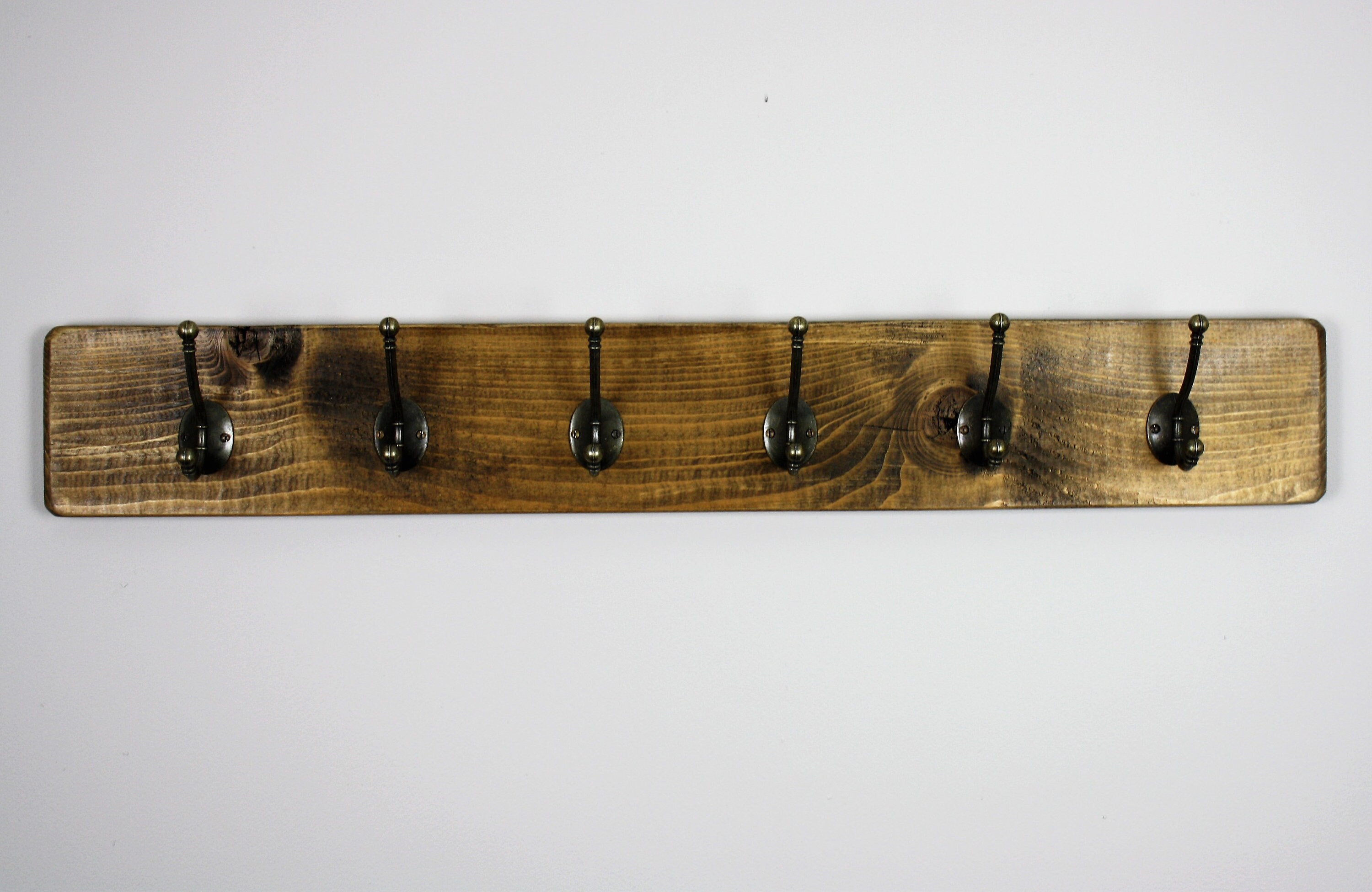 Rustic Wooden Coat Rack Solid Wood Dark Oak Wax Wall Mounted - Etsy UK