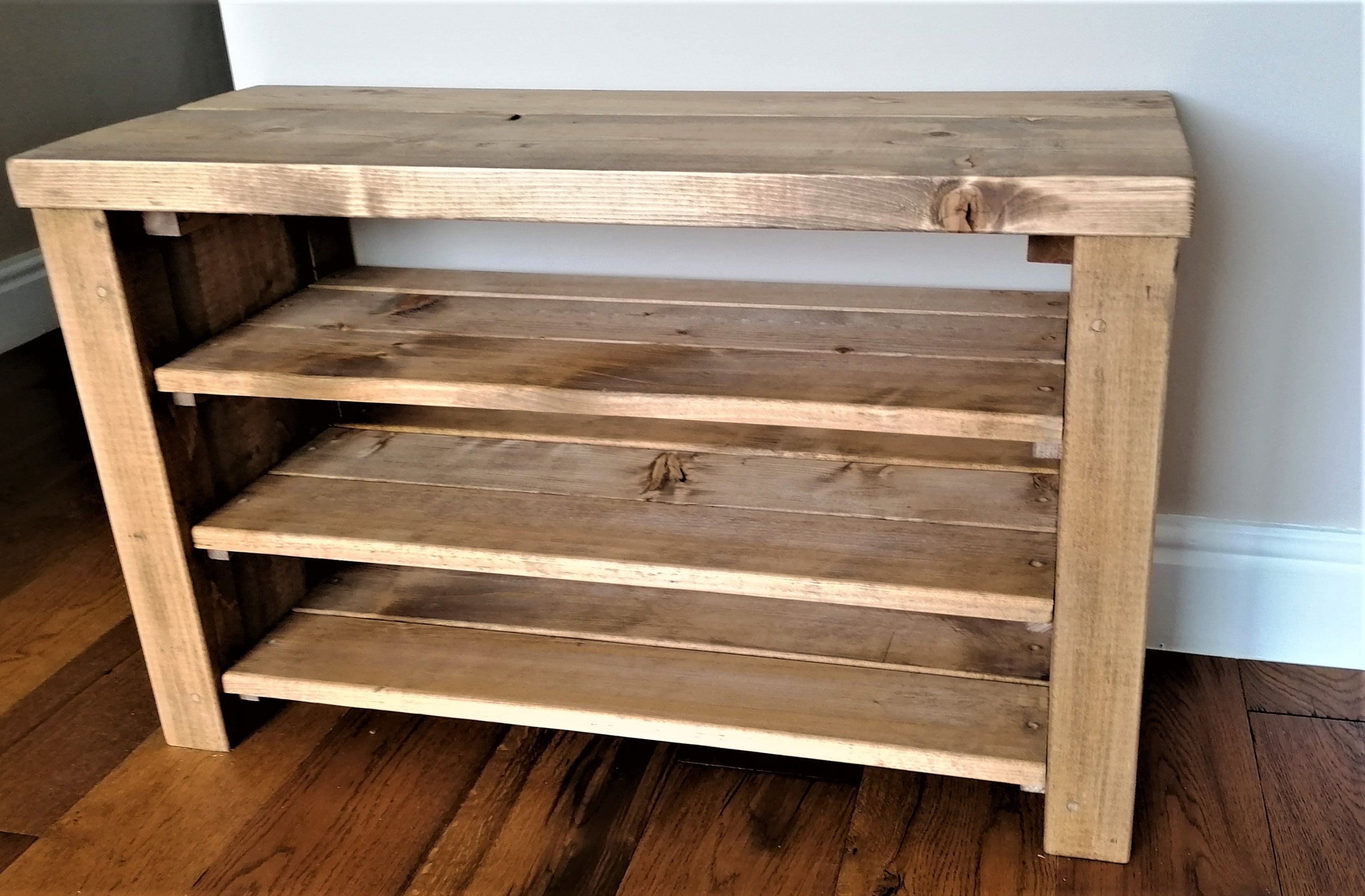 Rustic Shoe Rack Boot Rack Bench Golden Oak Solid Chunky Wood - Etsy