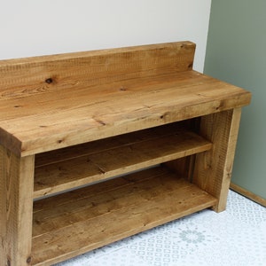 Farmhouse Shoe Rack Boot Rack Bench Solid Chunky Wood Antique Wooden ...