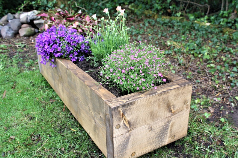 Large Solid Wood Garden Planter Rustic Reclaimed Style | Etsy UK