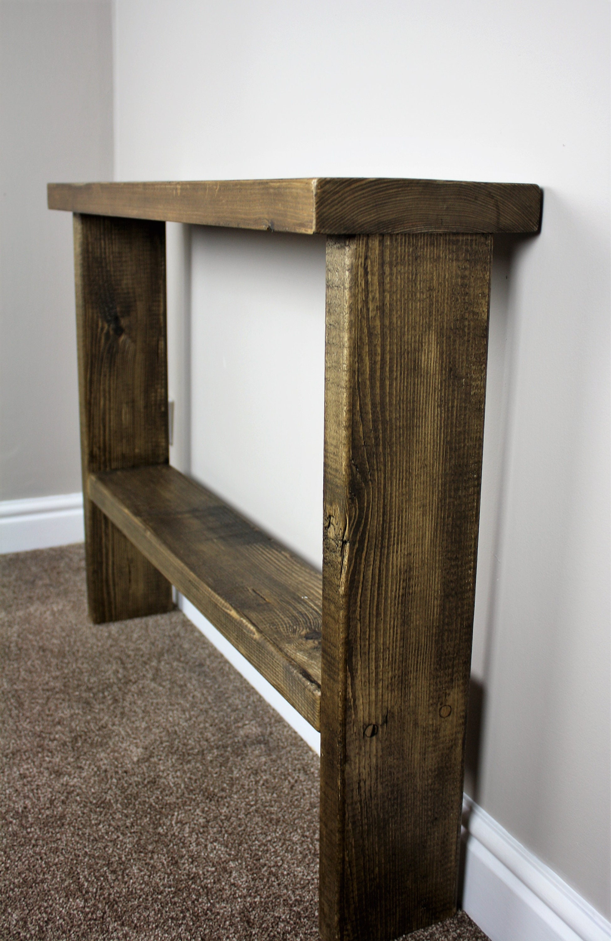 Rustic Hall Table Console Table Side Table Solid Wood Dark - Etsy UK