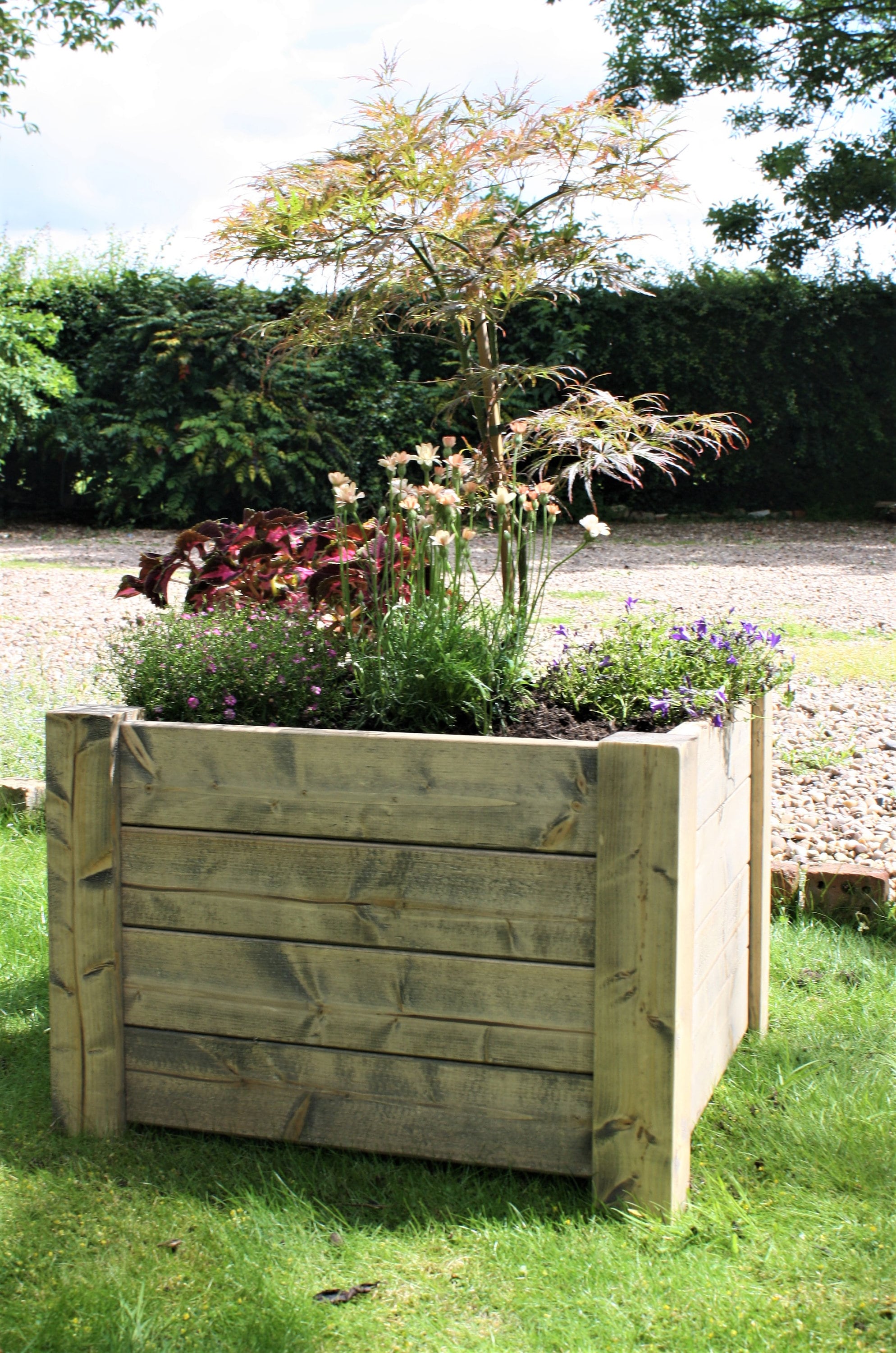 Aged Grey Large Solid Wood Garden Planter, Tree Planter, Rustic ...