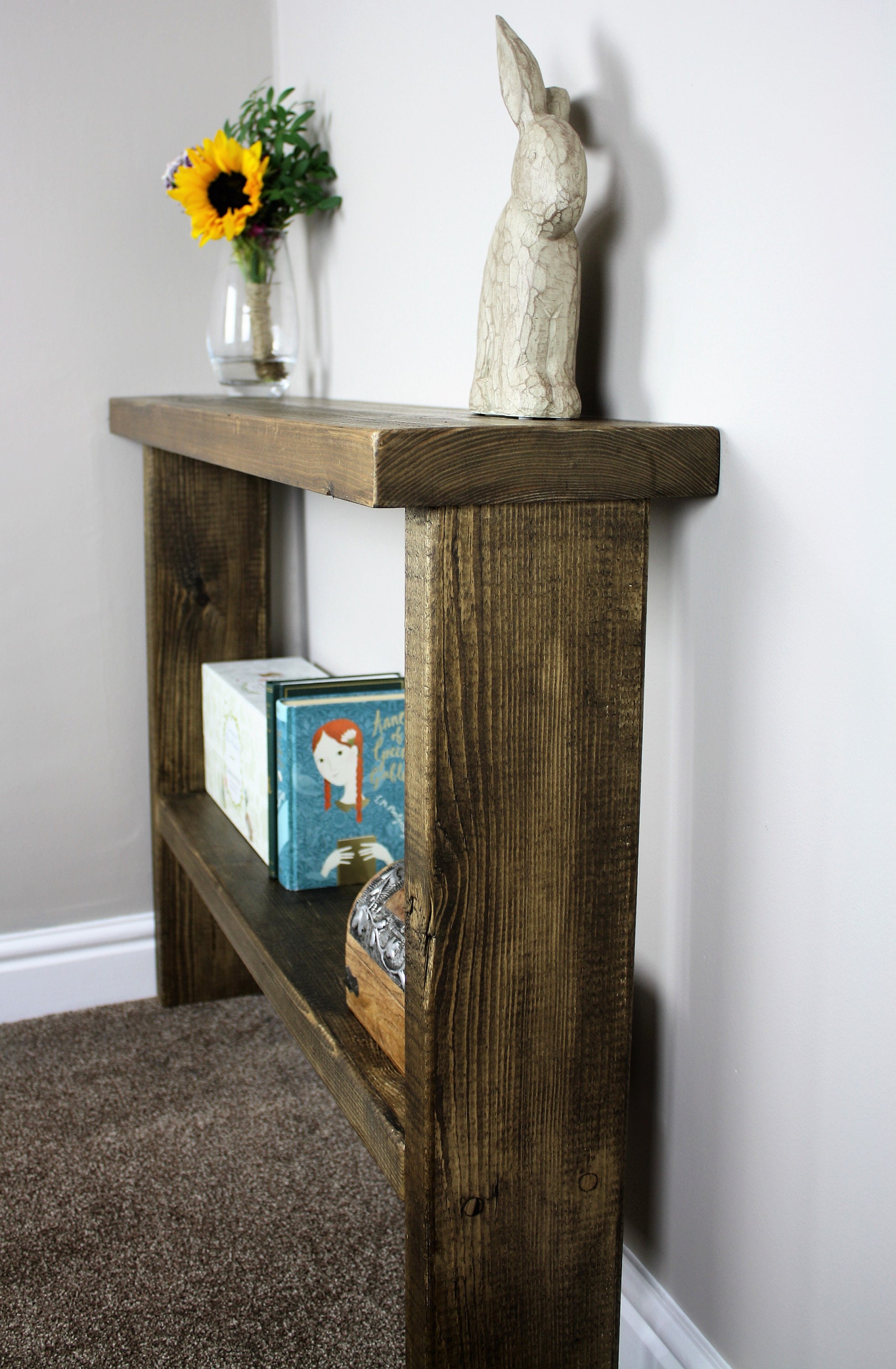 Rustic Hall Table Console Table Side Table Solid Wood Dark - Etsy UK
