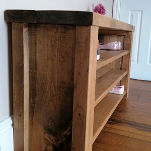 Rustic Shoe Rack Boot Rack Bench Golden Oak Solid Chunky Wood Antique ...