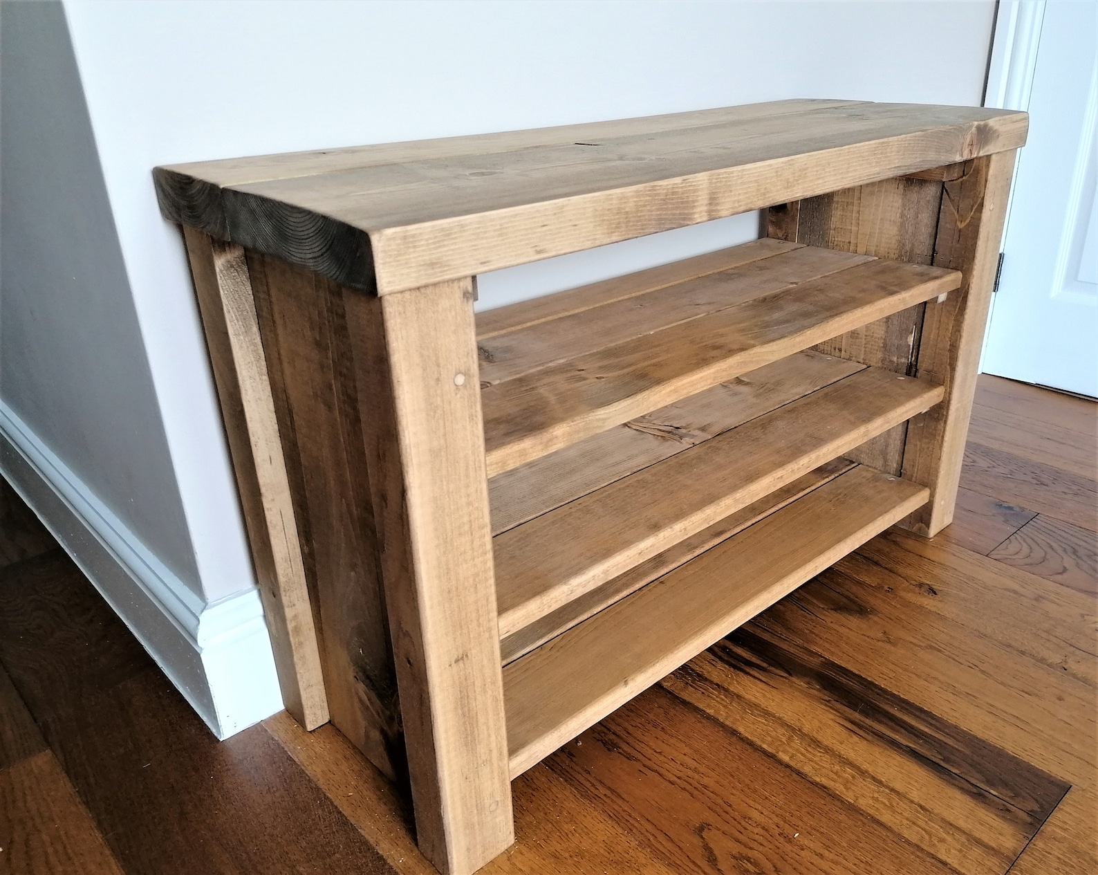 Rustic Shoe Rack Boot Rack Bench Golden Oak Solid Chunky Wood | Etsy UK