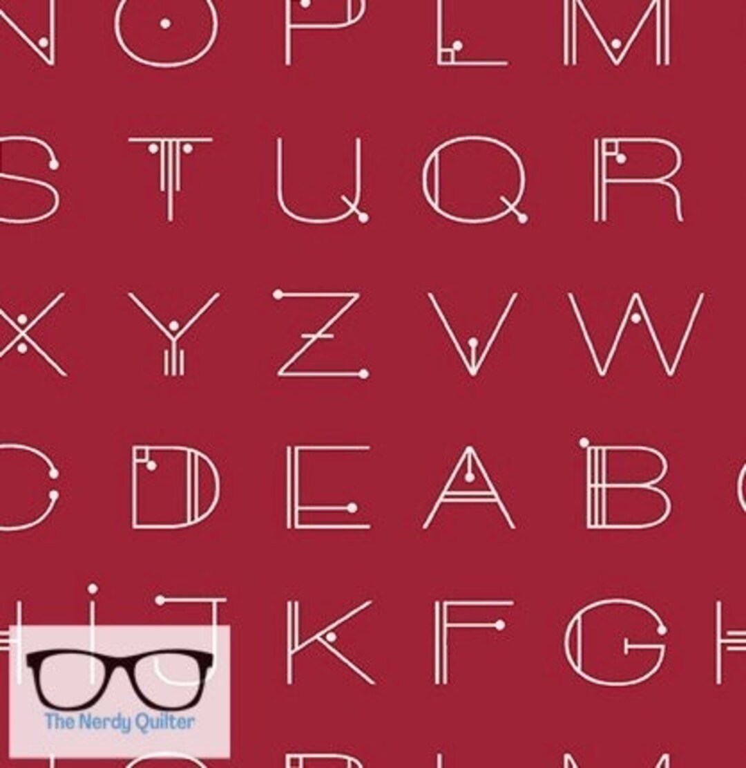 Scrawl Deco Letters in Crimson by Giucy Giuce for Andover Sold by the ...