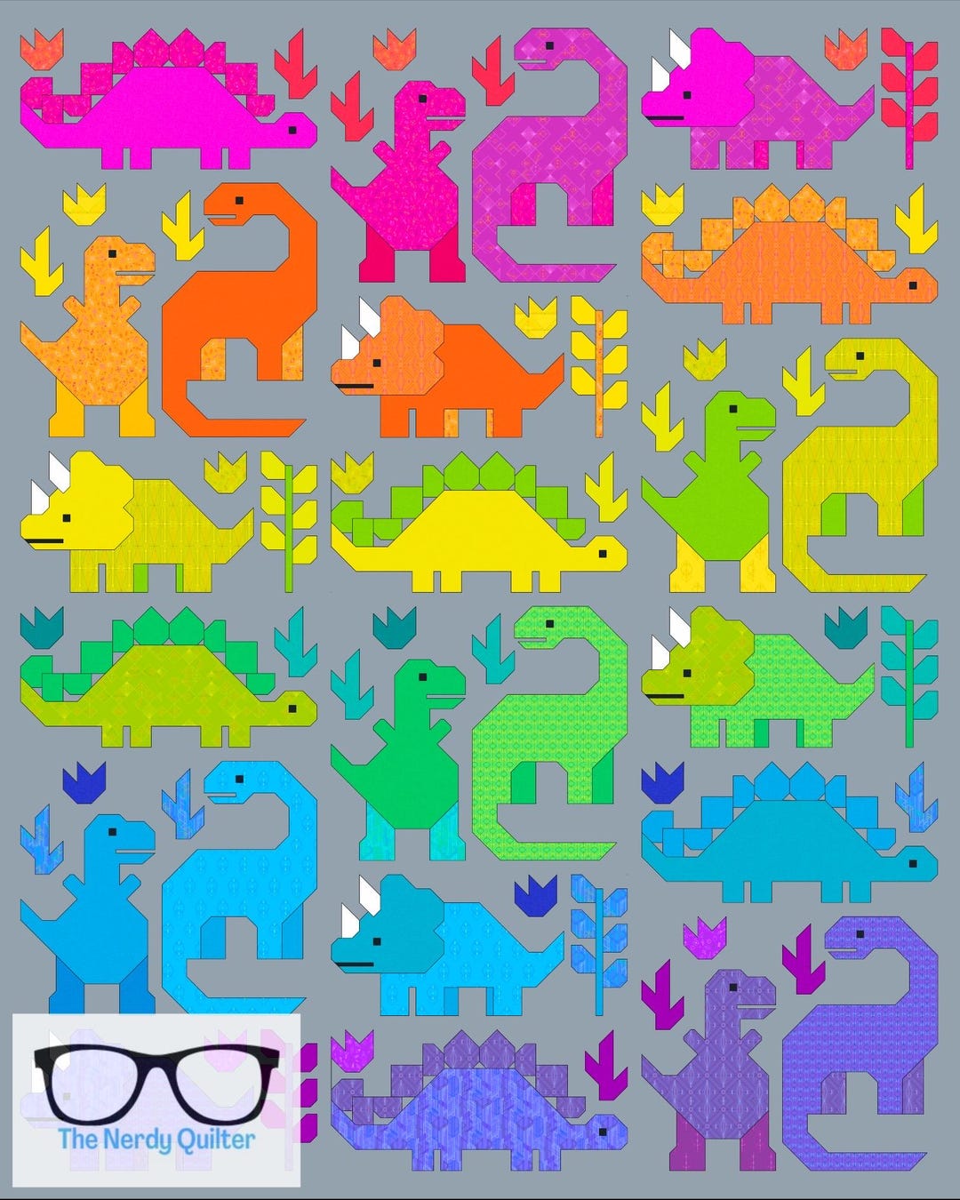 Dinosaur Quilt Kit and Pattern by Elizabeth Hartman Featuring Deco Glo ...