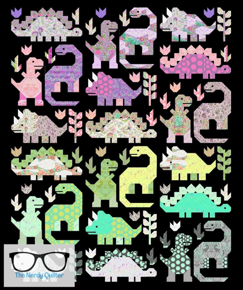Dinosaur Quilt Kit and Pattern by Elizabeth Hartman Featuring Tula Pink ...