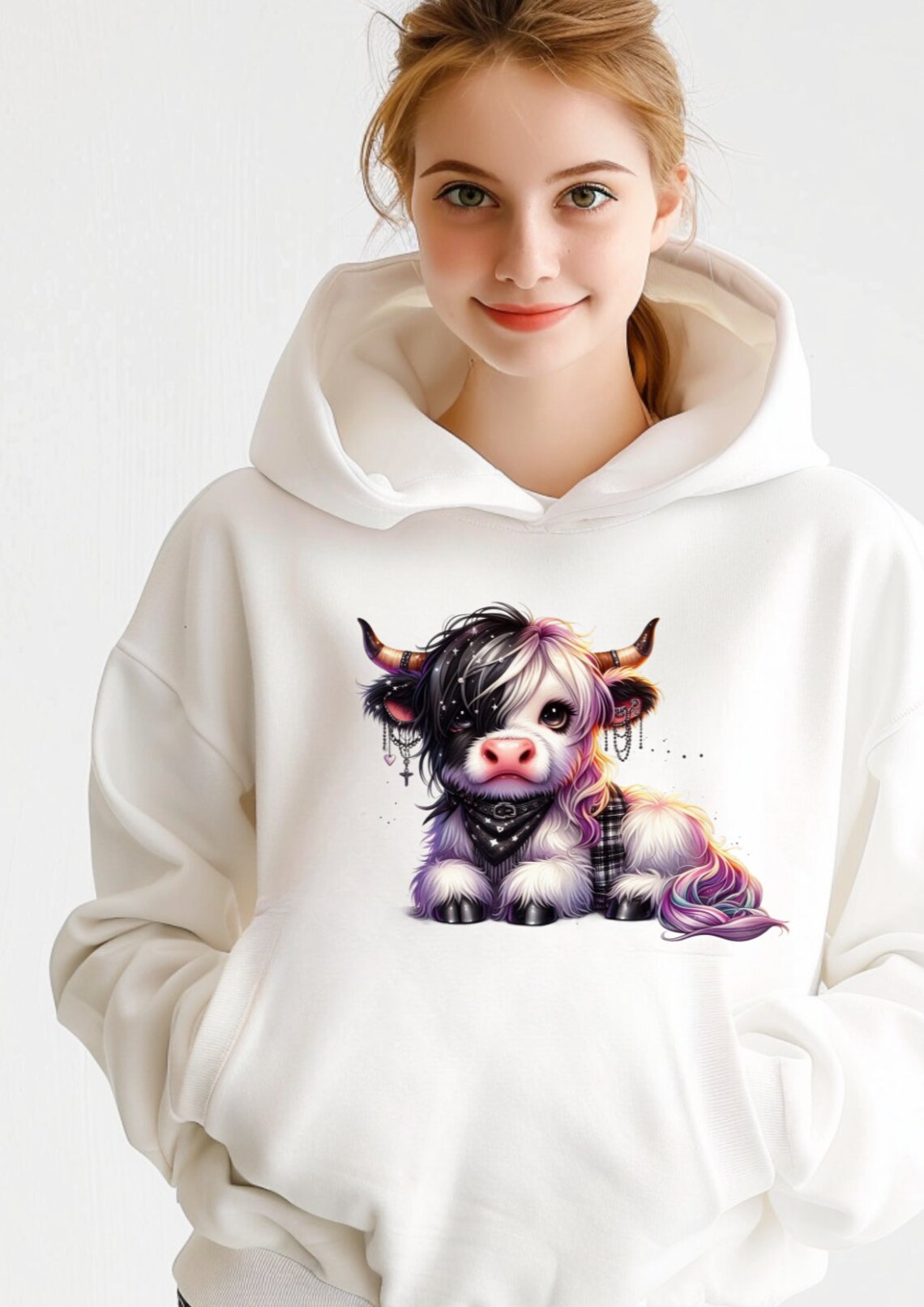 Highland Cow,watercolor Clipart,cute Emo,highland Goth Farm Animal Png ...