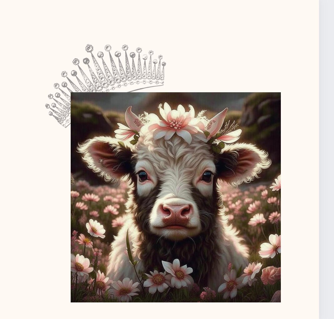 Highland Cow Little Prince Watercolor Clipart Cute Leopard Bow Baby Cow ...