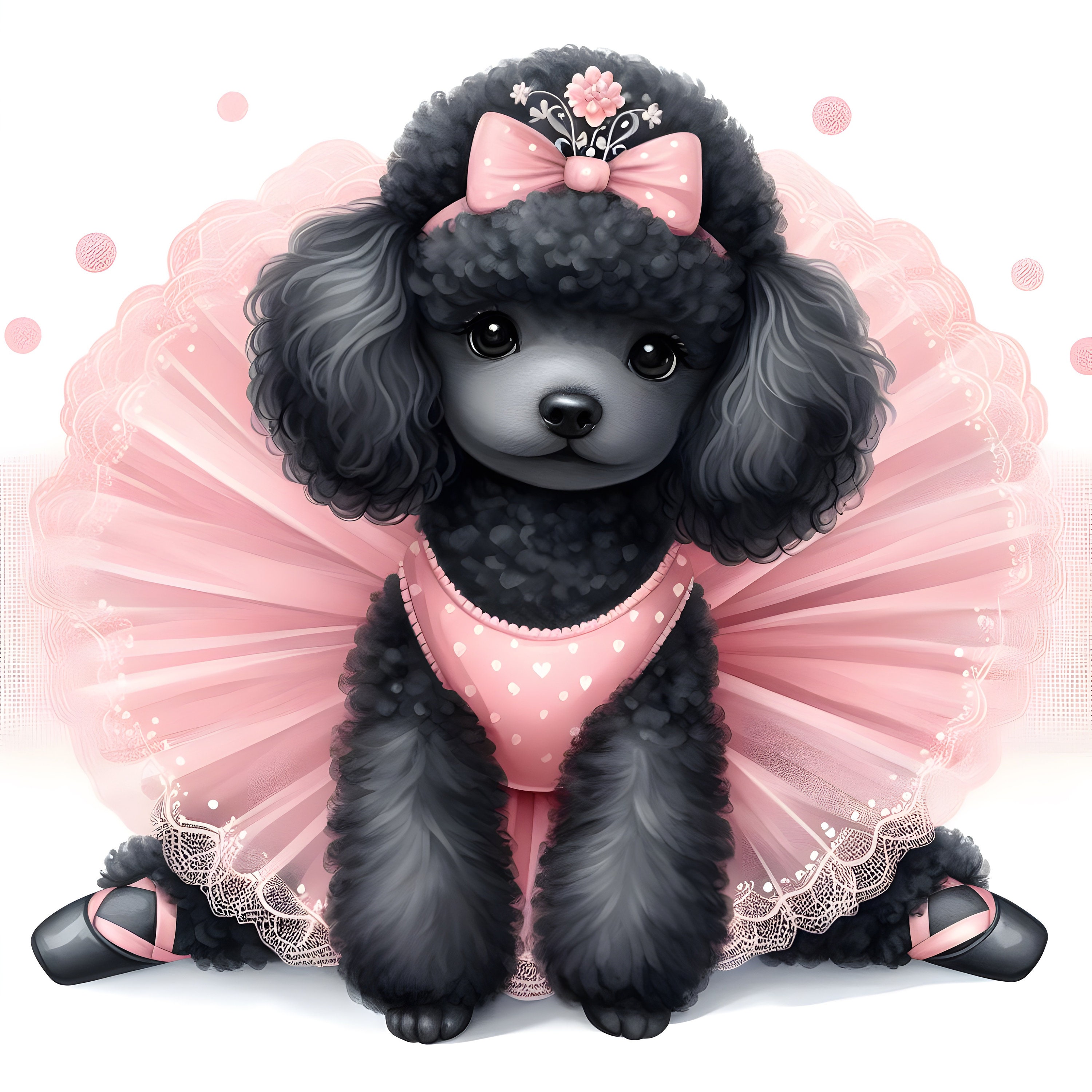 Black Poodle, Ballet Cute Watercolor,png , Animal Poster, Poodle ...