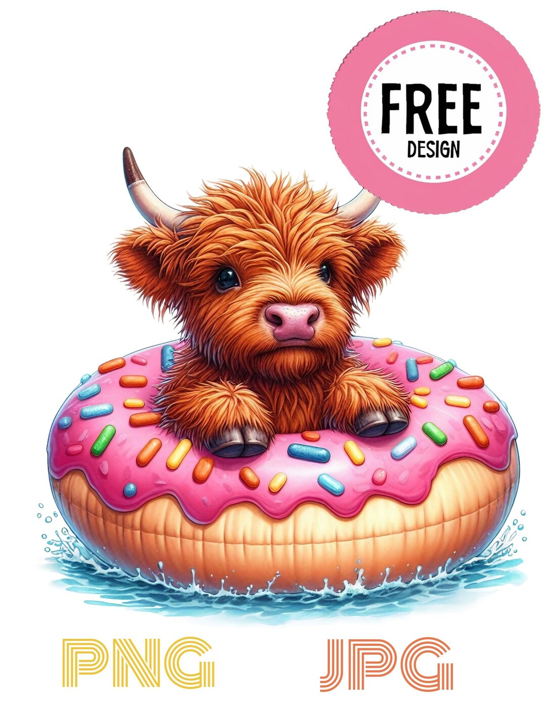 Highland Cow Summer Watercolor Clipart Cute Leopard Bow Baby Cow PNG ...