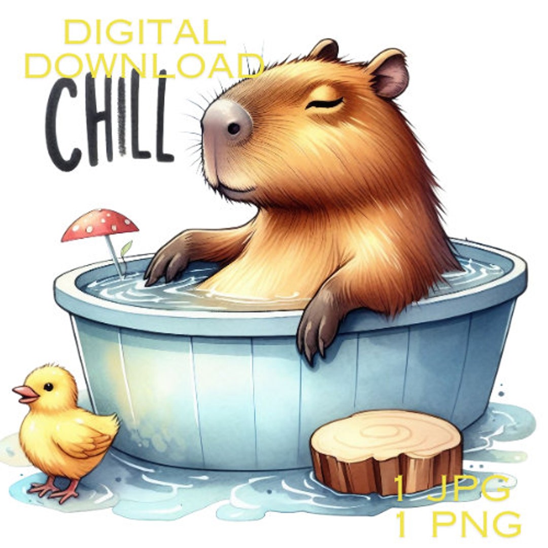 Cute Capybara Chill ,png,jpg, Picnic Camping Gaming Decor, Sublimation ...