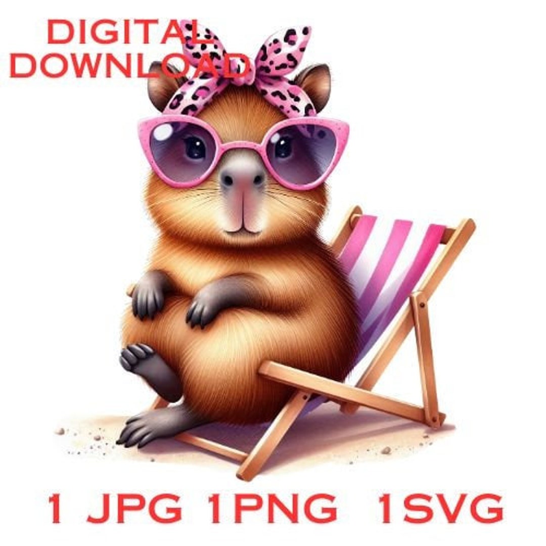 Capybara Watercolor SVG/ PNG /JPG Clipart Cute Leopard Capybara Graphic ...