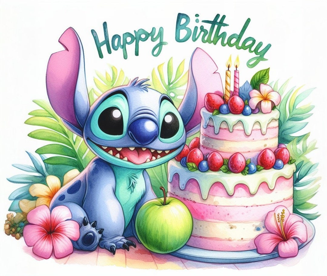 Stitch Happy Birthday Cake Png,jpg,transparent ,stitch Sublimation Png ...