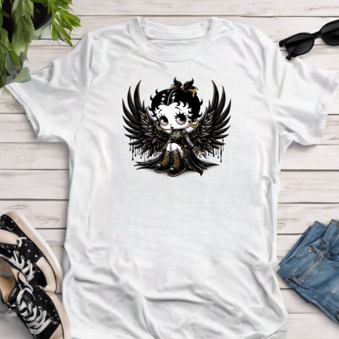 Betty Boop ,watercolor Clipart,cute Emo,cowgirl Pink Style Angel L Png ...